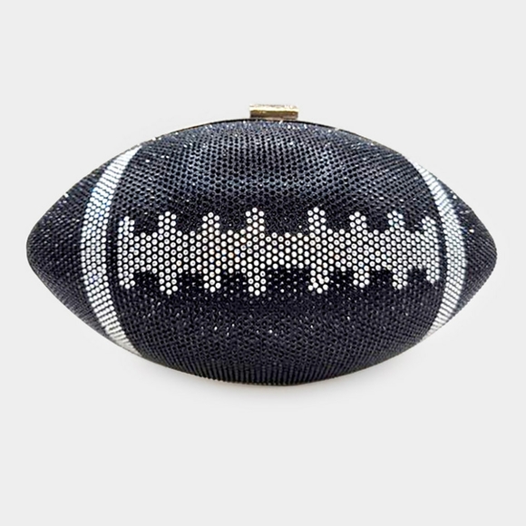 Bags | Black Silver Rhinestone Football Clutch | Poshmark